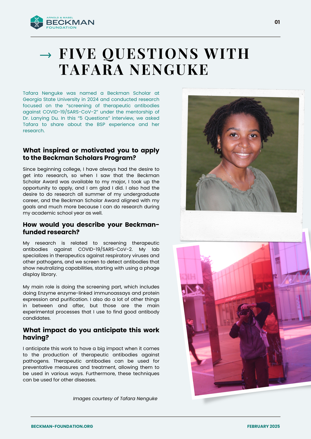 Five Questions with Tafara Nenguke | Beckman Foundation