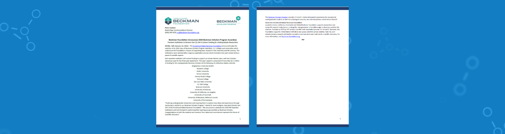 Beckman Foundation Announces 2026 Beckman Scholars Program Awardees | Beckman Foundation