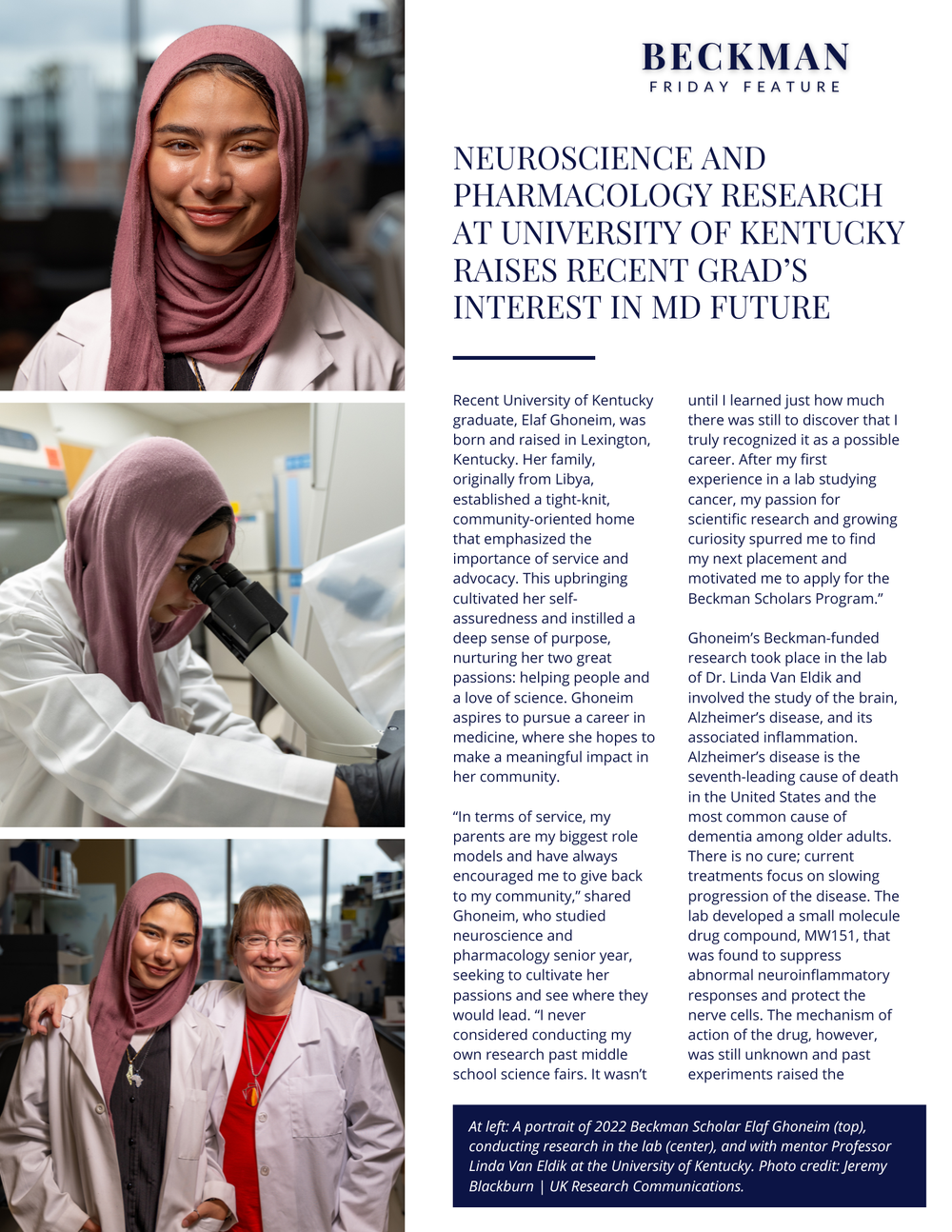 Beckman Friday Feature: Elaf Ghoneim | Beckman Foundation